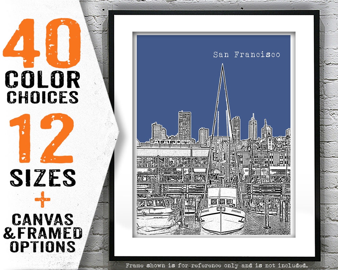 San Francisco Pier 45 Poster Art Skyline Print Item T3074 - Etsy