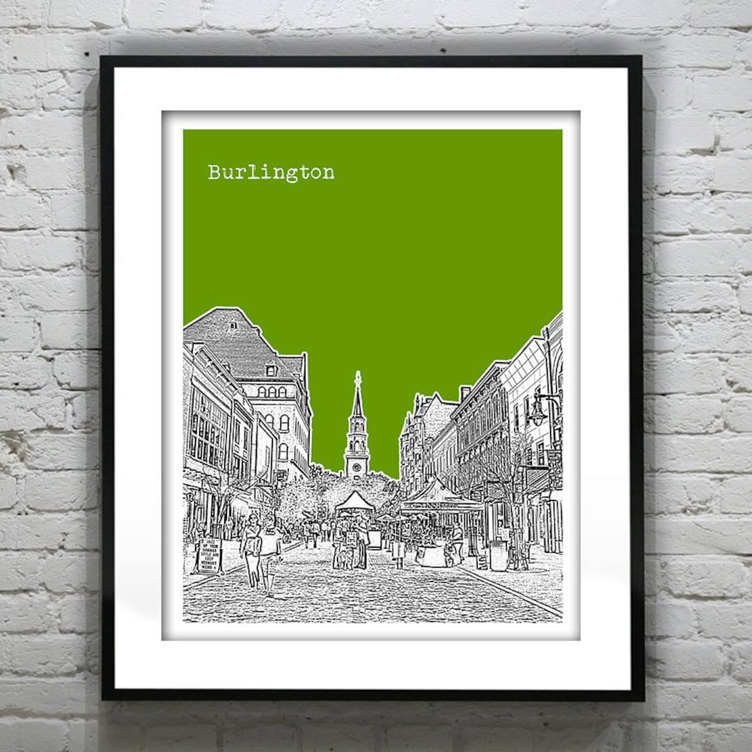 Burlington Vermont VT City Skyline Poster Print Art Church Street Item ...