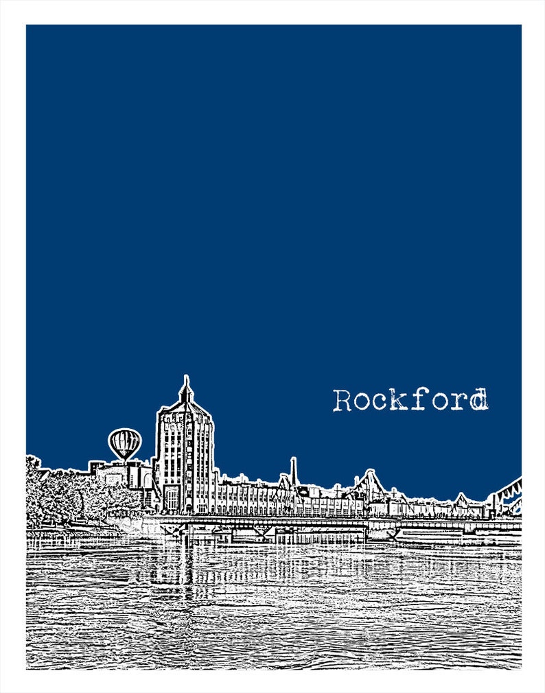 Rockford Poster Illinois Skyline Art Print IL | Etsy