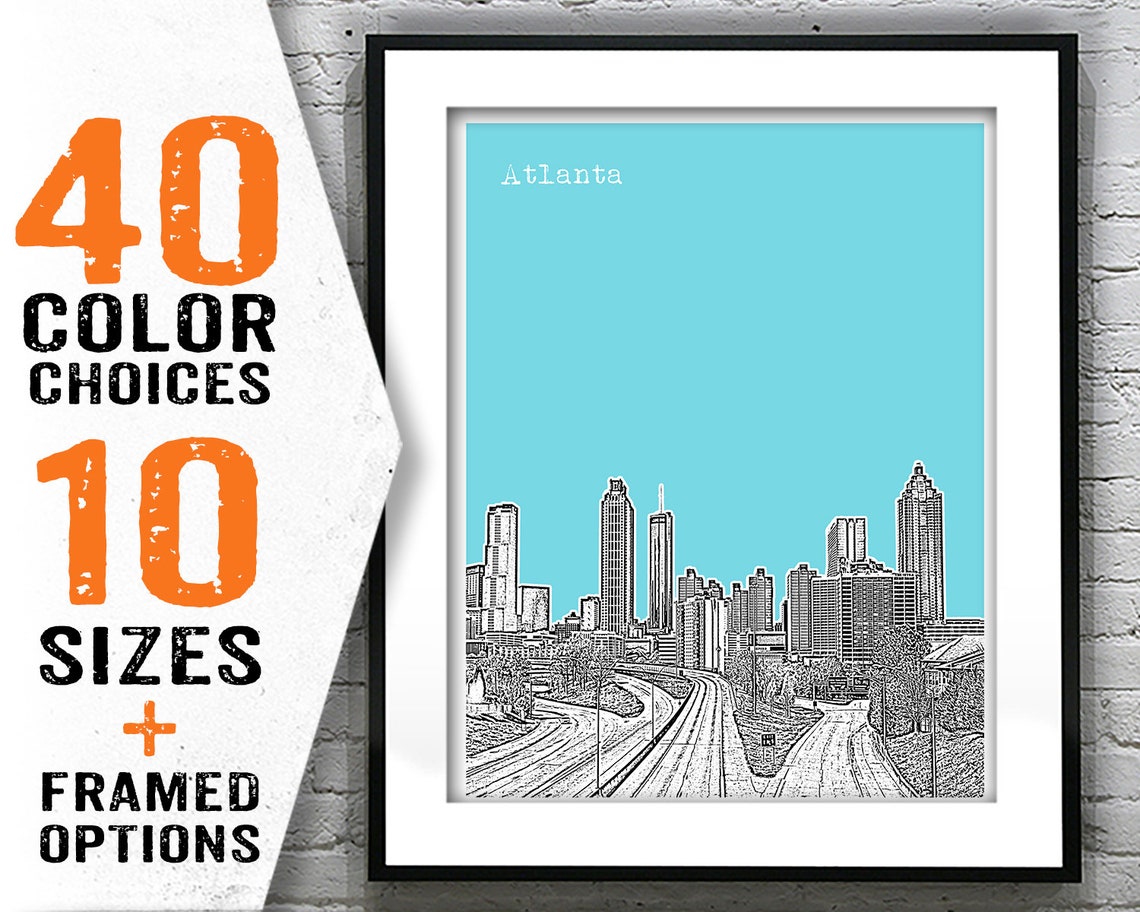Atlanta Poster Georgia Skyline Art Print GA Item T1230 - Etsy