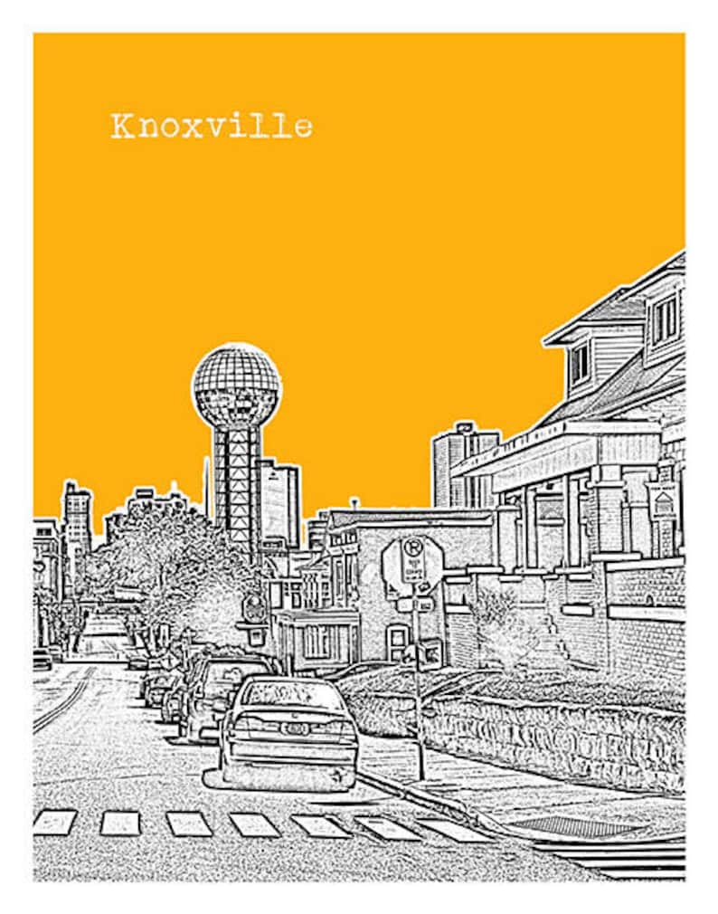Knoxville Poster Tennessee Art Print Skyline Sunsphere Version | Etsy