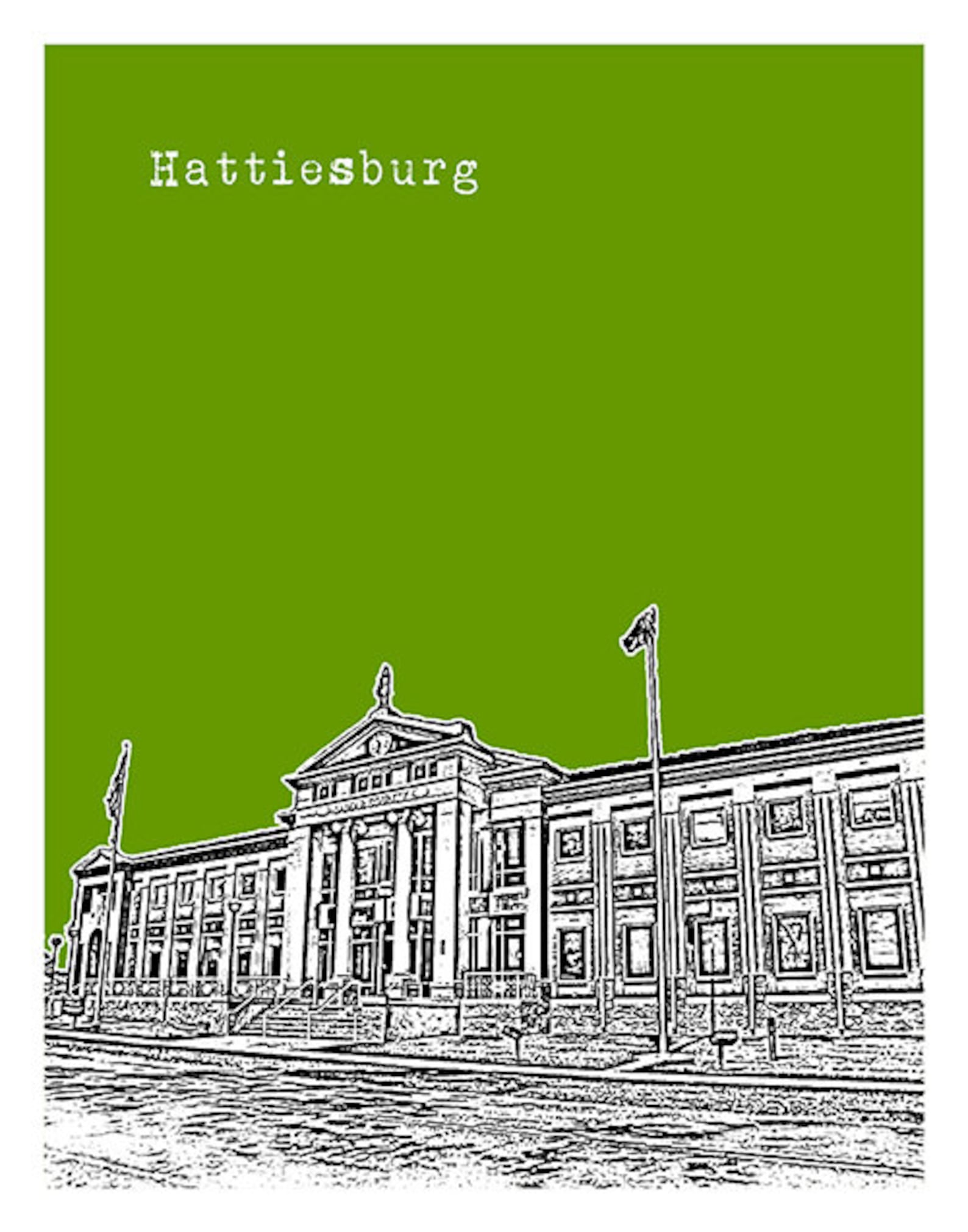 Hattiesburg Mississippi Poster Art Print Skyline MS - Etsy