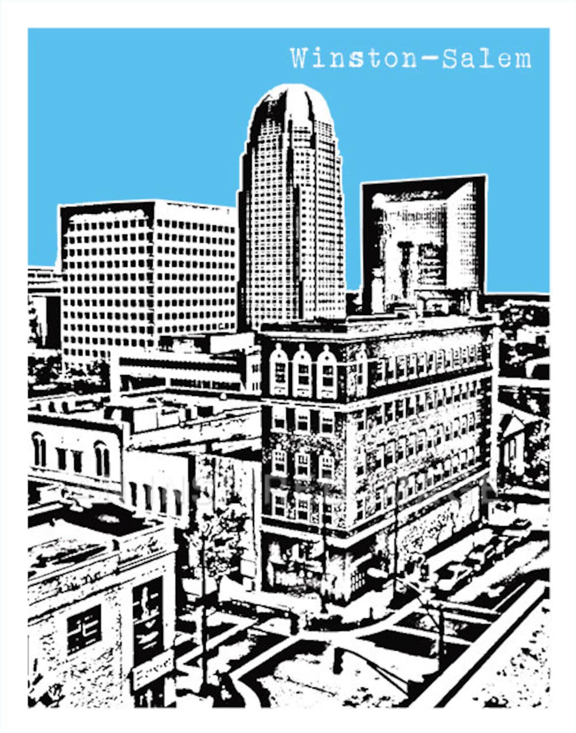 Winston-salem Art Print Poster Original North Carolina NC Item - Etsy