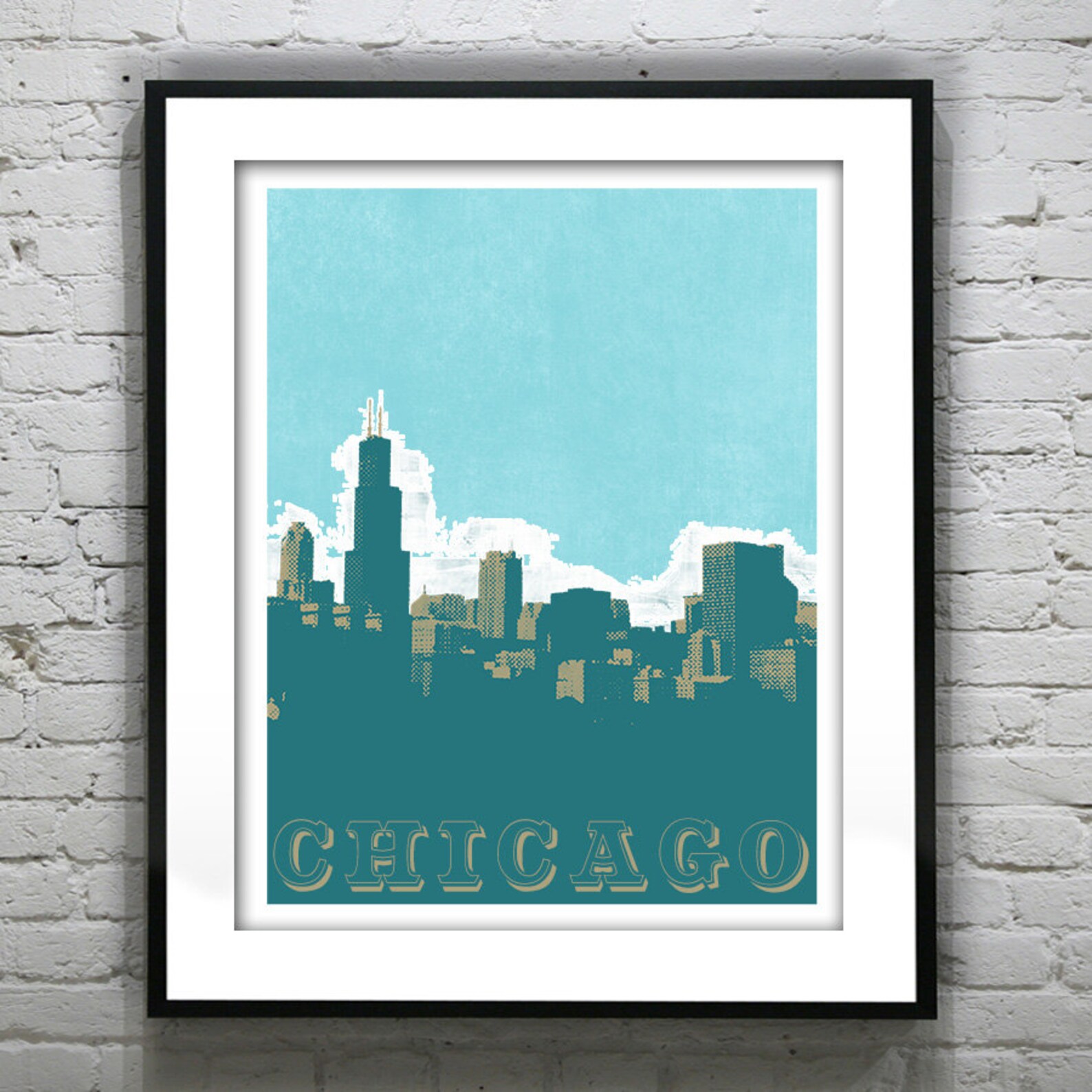 Chicago Skyline Poster Chicago City Print Grunge John Hancock Building ...