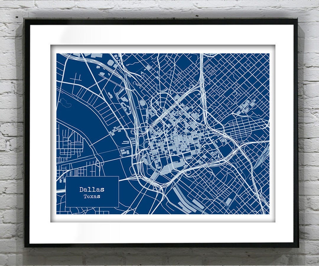 Dallas Texas Blueprint Map Poster Art Print Several Sizes Available ...