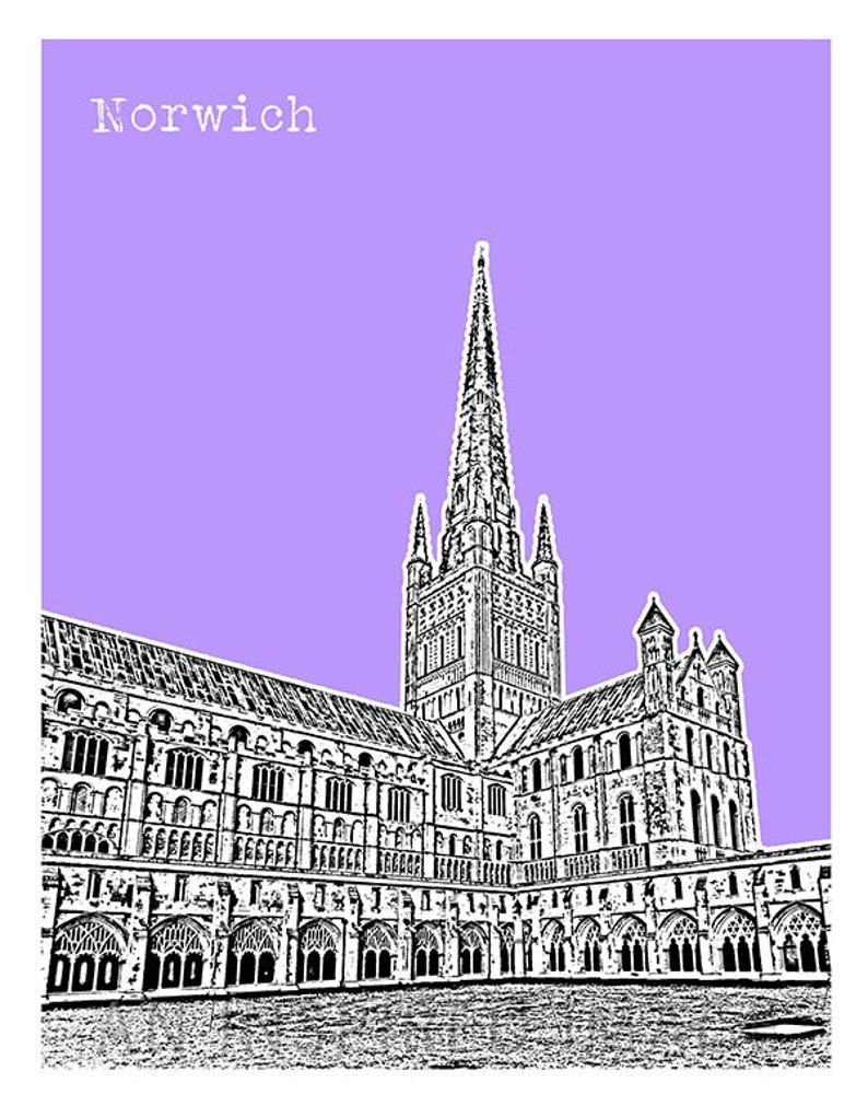 Norwich England Poster Art Print Skyline Poster Norwich - Etsy