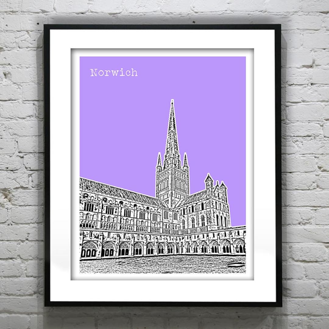 Norwich England Poster Art Print Skyline Poster Norwich Cathedral UK - Etsy