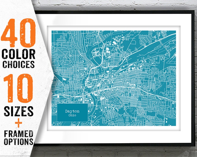 Dayton Ohio Blueprint Map Poster Art Print Item T4366 | Etsy