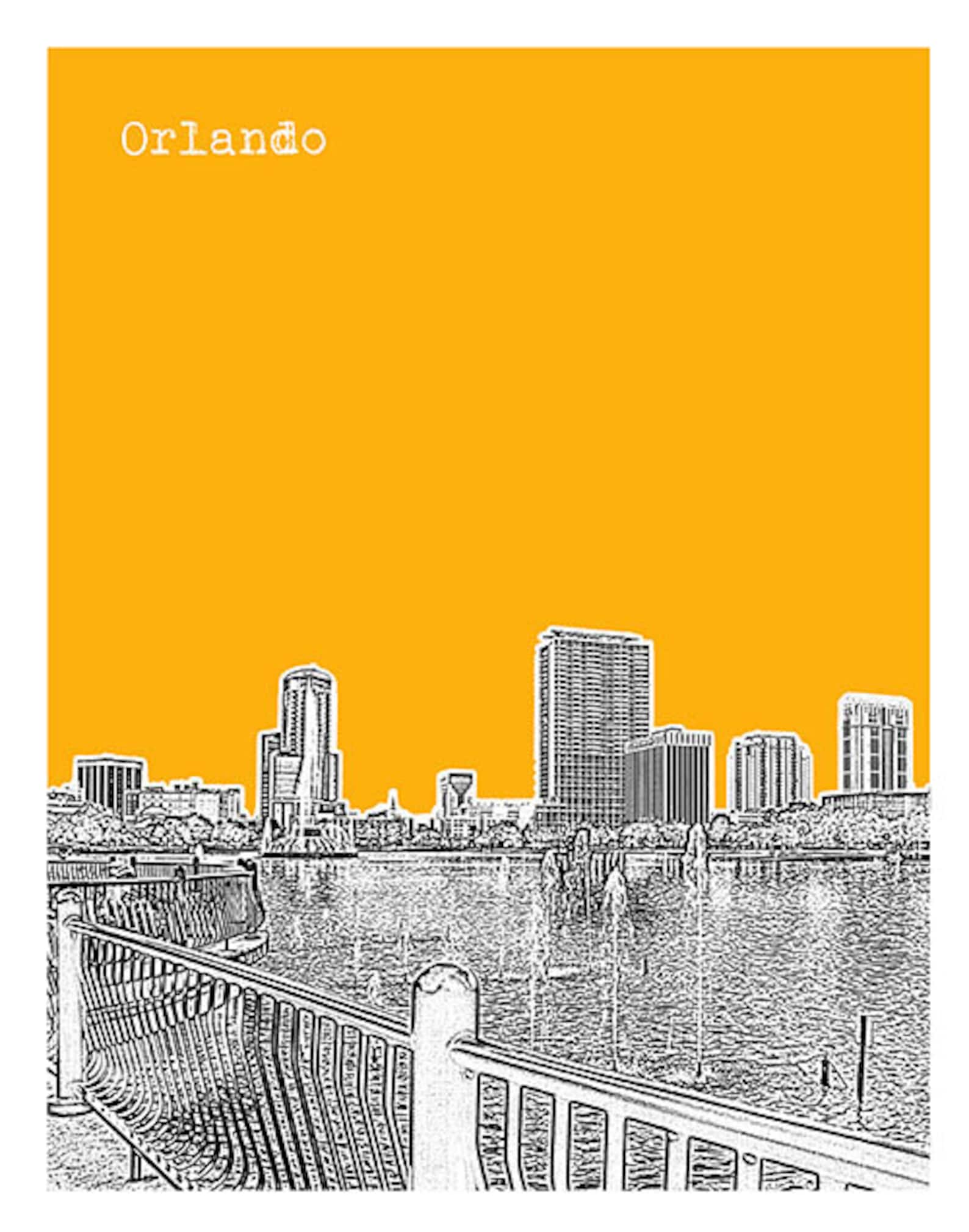 Orlando Skyline Poster Art Print Florida FL Version 2 | Etsy