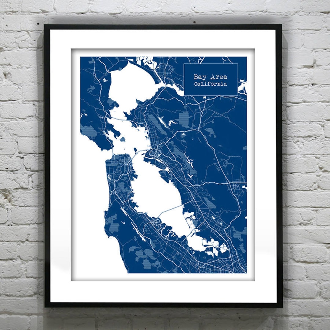 Bay Area California CA Blueprint Map Poster Art Print - Several Sizes ...