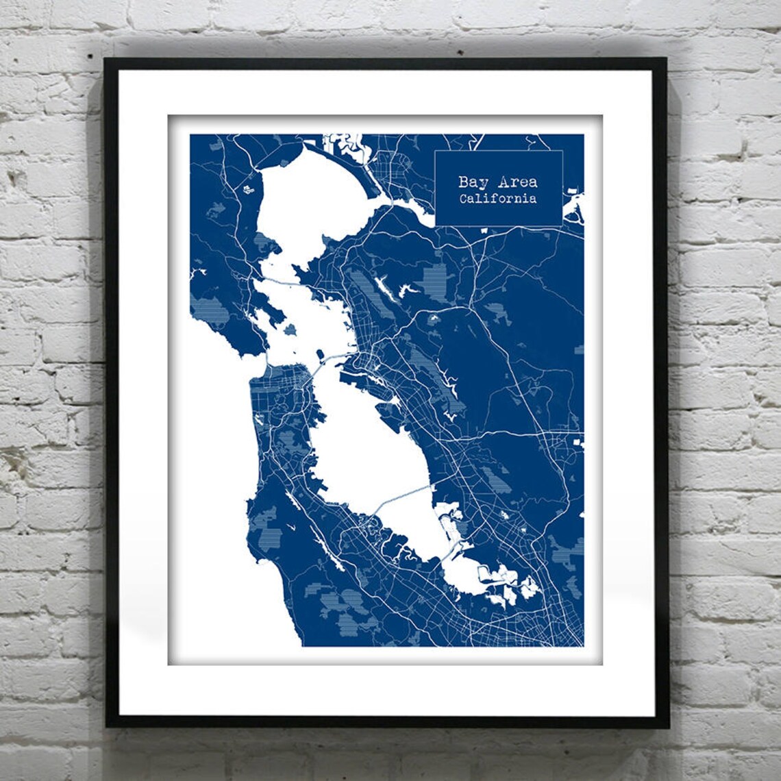 Bay Area California CA Blueprint Map Poster Art Print - Several Sizes ...