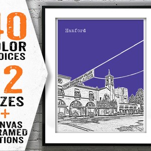 Hanford Poster Skyline Art Print California Item T2874 - Etsy