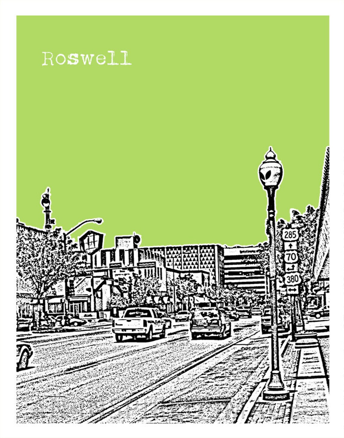 Roswell New Mexico Skyline Art Print Poster - Etsy