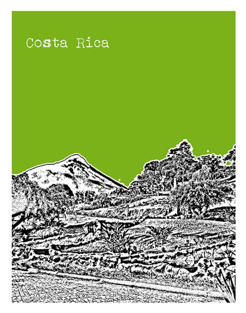 Costa Rica Poster Art Skyline Print Item T2828 | Etsy