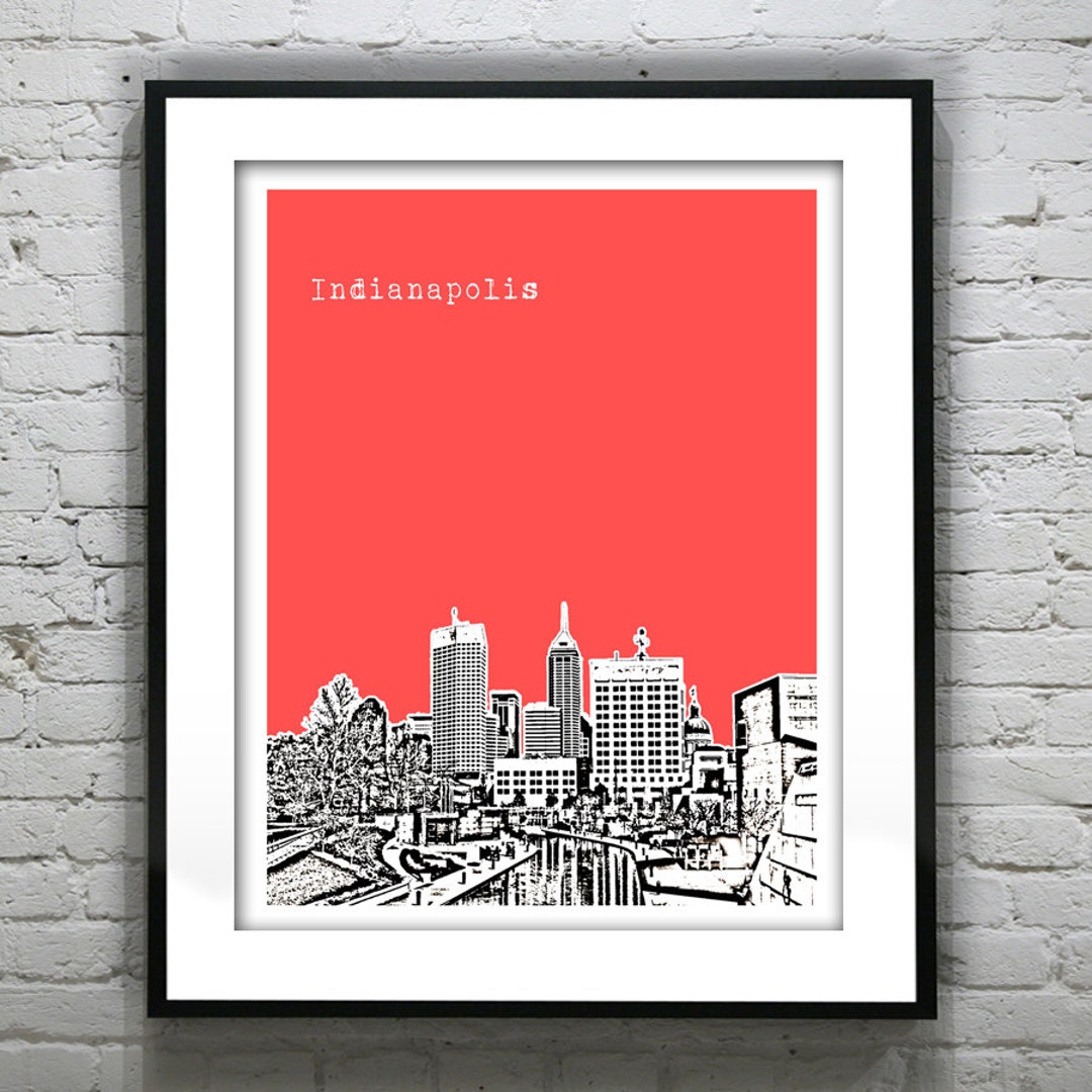 Indianapolis Poster Art Skyline Print Indiana Item T2656 - Etsy