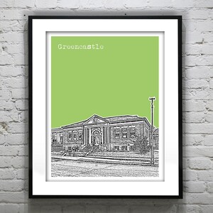 Greencastle Indiana Skyline Poster Art Print Depauw IN Version 2 - Etsy