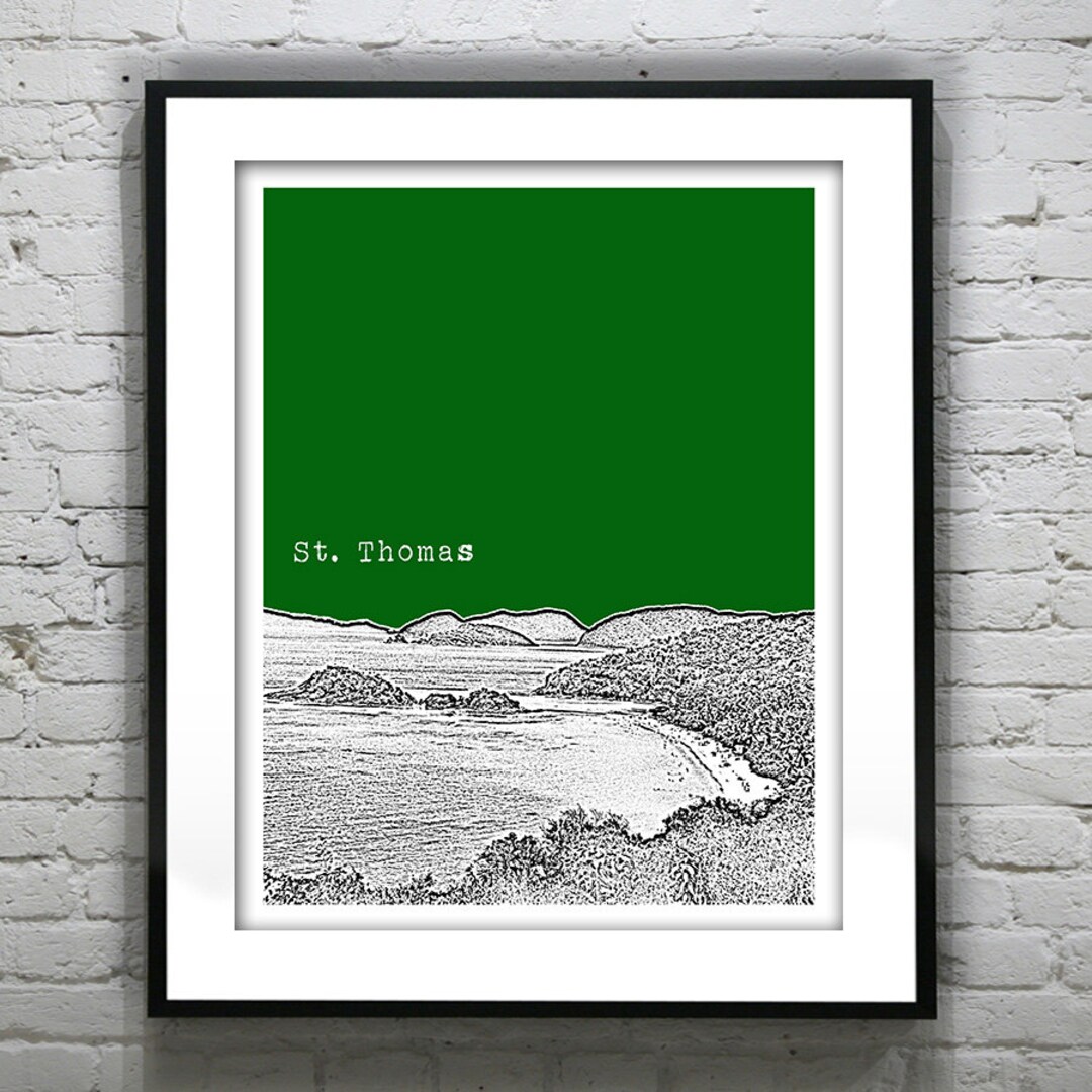St. Thomas Skyline Poster Art Print Caribbean Island Version 5 - Etsy