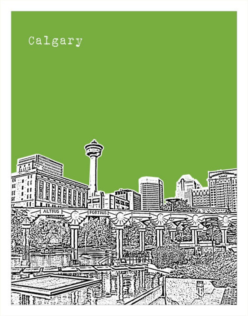 Calgary Alberta Skyline Poster Art Print Olympic Plaza Canada - Etsy