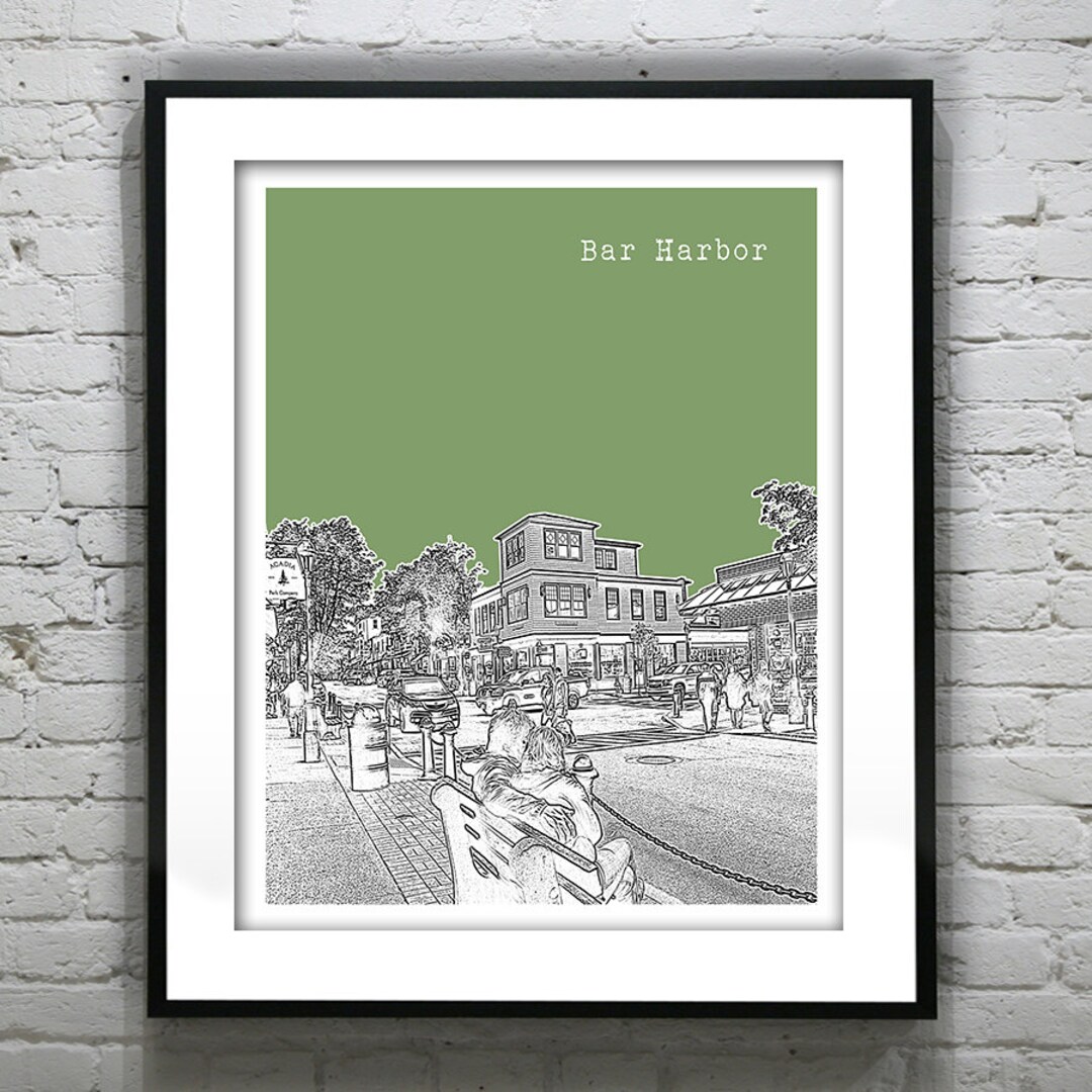 Bar Harbor Maine Skyline Poster Art Print Item T5294 - Etsy