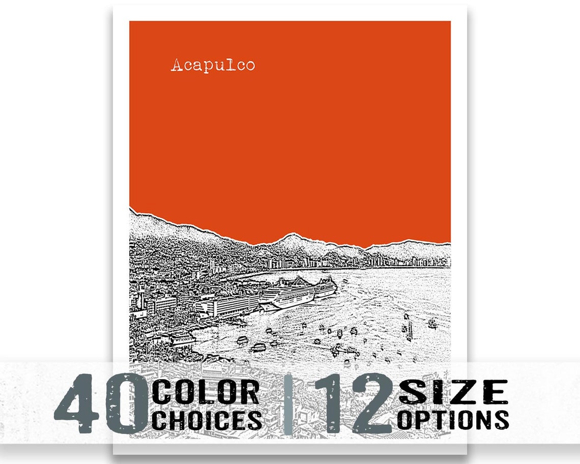 Acapulco Mexico Skyline Poster Art Print Item T2273 - Etsy