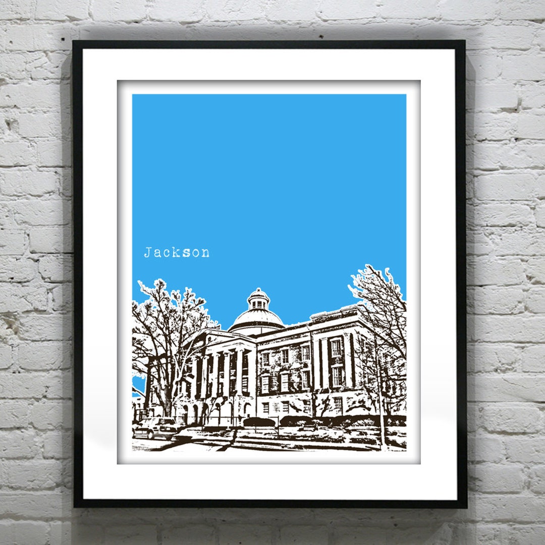 Jackson Poster Art Skyline Print Mississippi State Capitol - Etsy