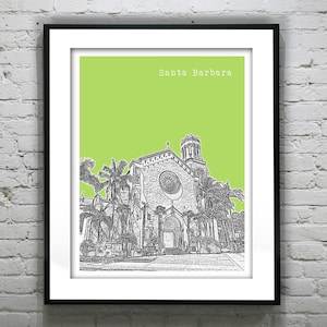 Santa Barbara CA Skyline Poster Art Print California Version 2 - Etsy