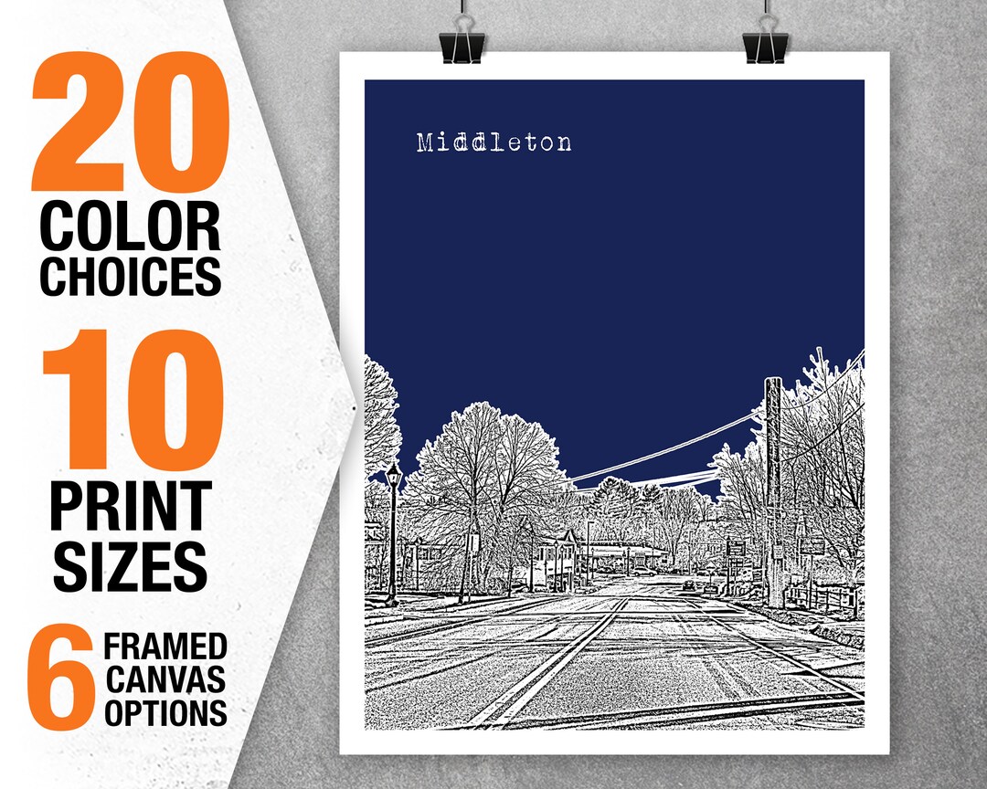 Middleton Massachusetts Skyline Poster Art Print MA T5408 - Etsy