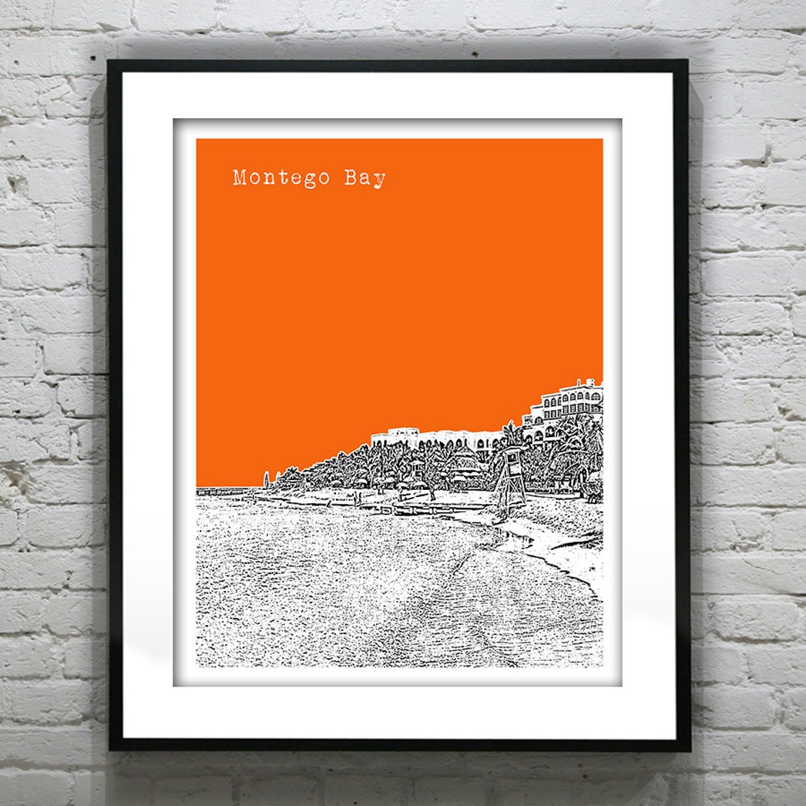 Montego Bay Jamaica Poster Art Print Skyline Tropical Beach Honeymoon ...