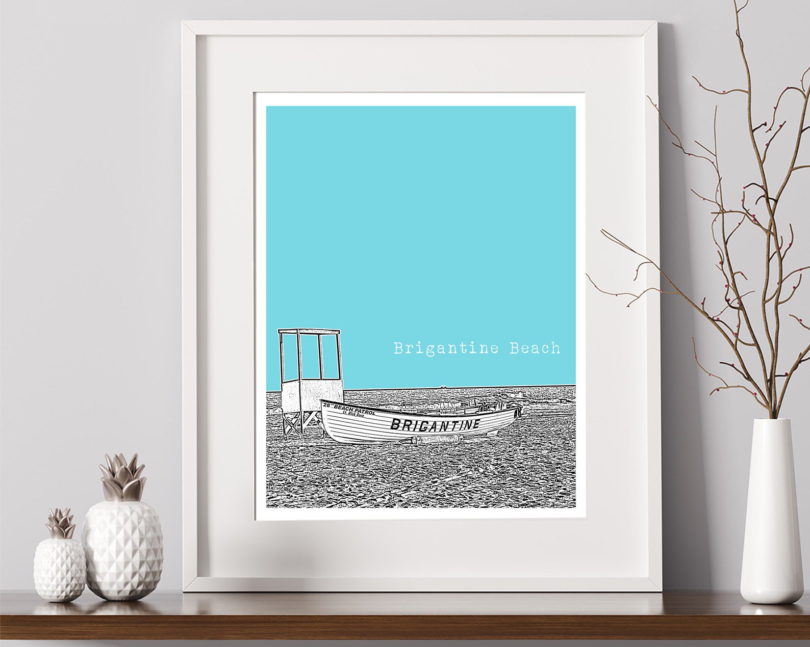 Brigantine Beach New Jersey Skyline Poster Print Art NJ Jersey | Etsy