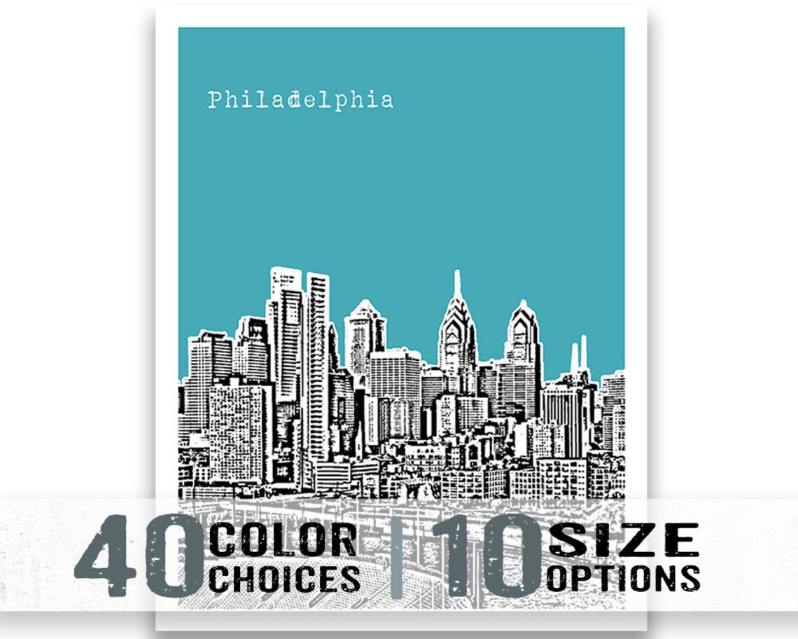 Philadelphia Pennsylvania Poster Art Skyline Print PA Item - Etsy