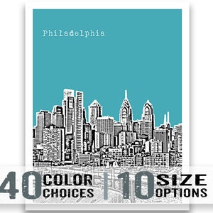 Philadelphia Pennsylvania Poster Art Skyline Print PA Item T1504 - Etsy