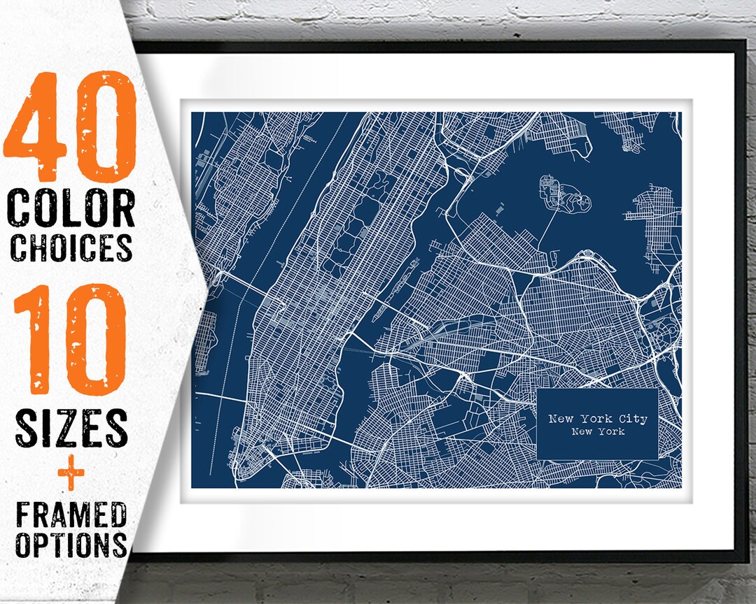 New York City Blueprint Map Poster Art Print Item T2955 - Etsy