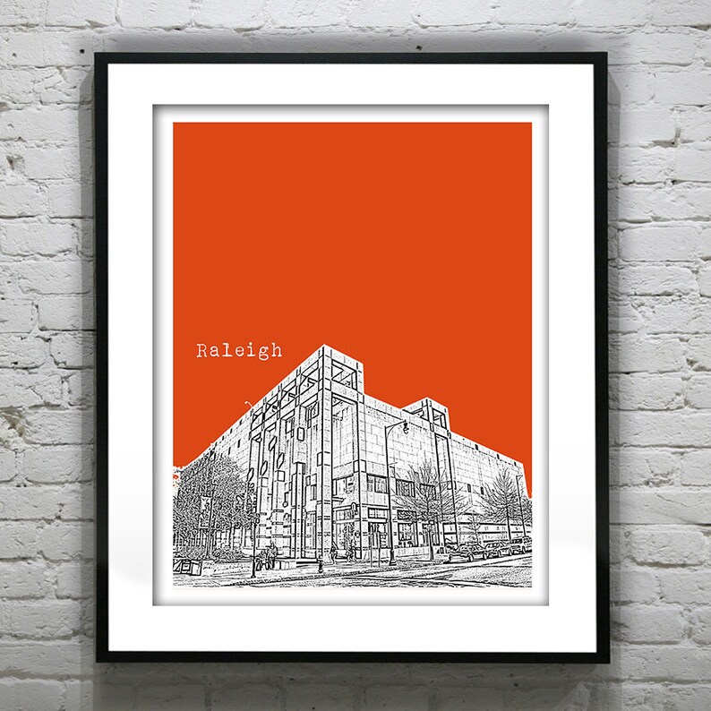 Raleigh Poster Skyline Poster Art Print North Carolina NC | Etsy