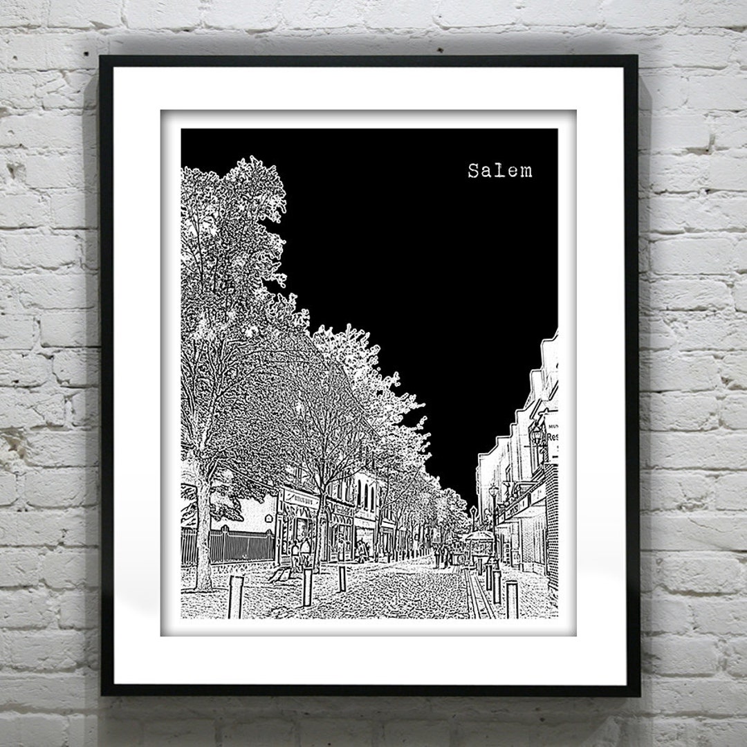 Salem Skyline Poster Art Print Massachusetts MA Version 1 - Etsy