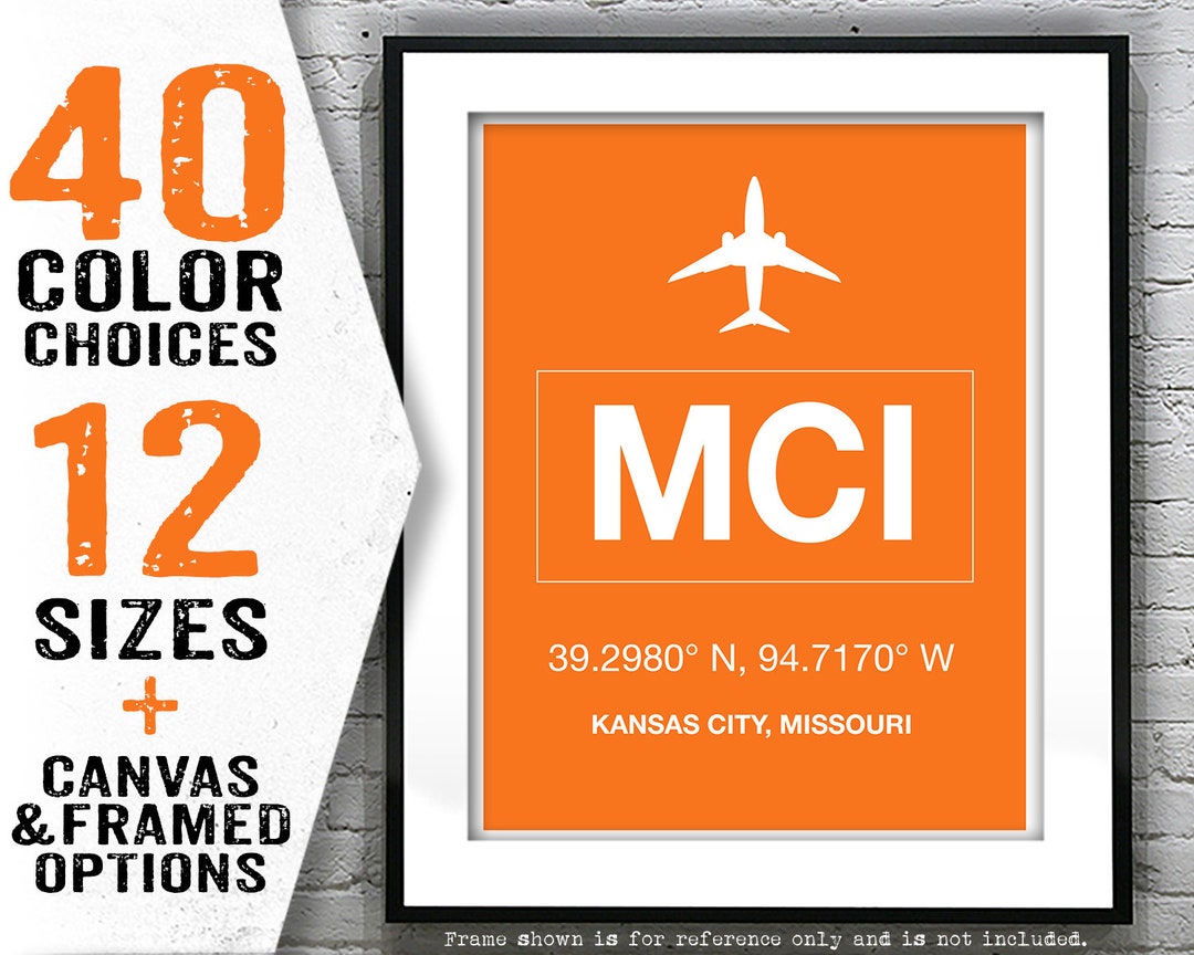 MCI Kansas City Missouri Airport Aviation Poster Art Print Item T4353 ...