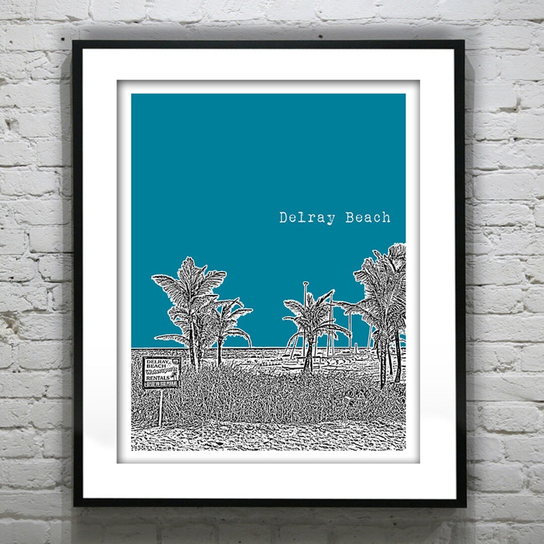 Delray Beach Skyline Poster Art Print Florida Item T4254 - Etsy