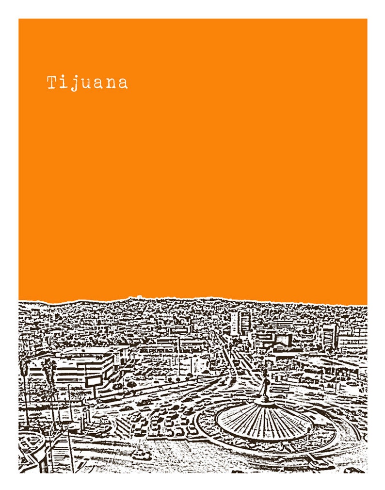 Tijuana Poster Art Skyline Print Baja Mexico - Etsy