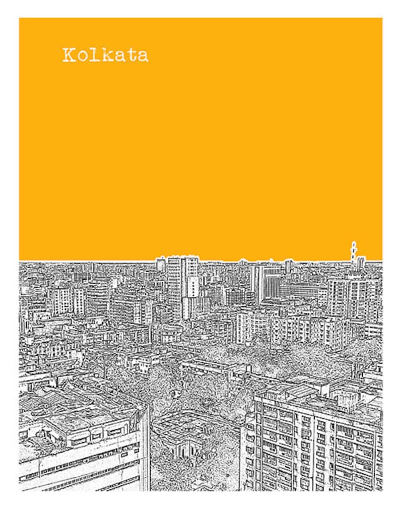 Kolkata Calcutta Skyline Poster Art Print India Version 2 - Etsy UK