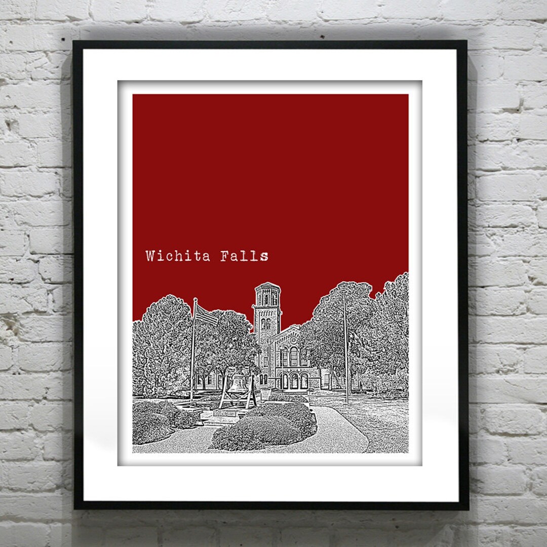 Wichita Falls Skyline Poster Art Print Texas TX Version 3 - Etsy