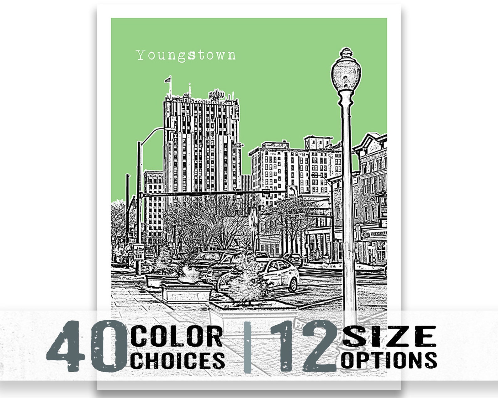 Youngstown Ohio Skyline Poster Art Print OH Item T5037 | Etsy