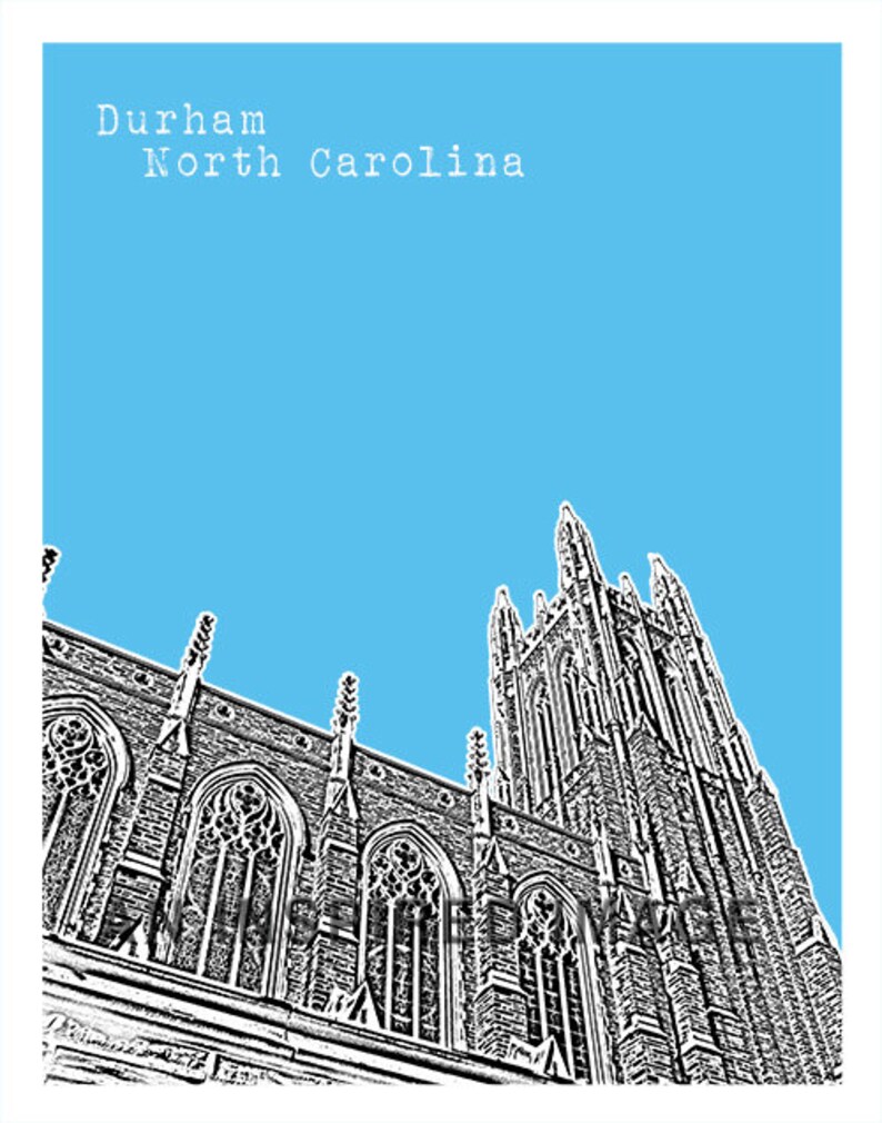 Durham Skyline Art Print Poster North Carolina Item T4486 - Etsy