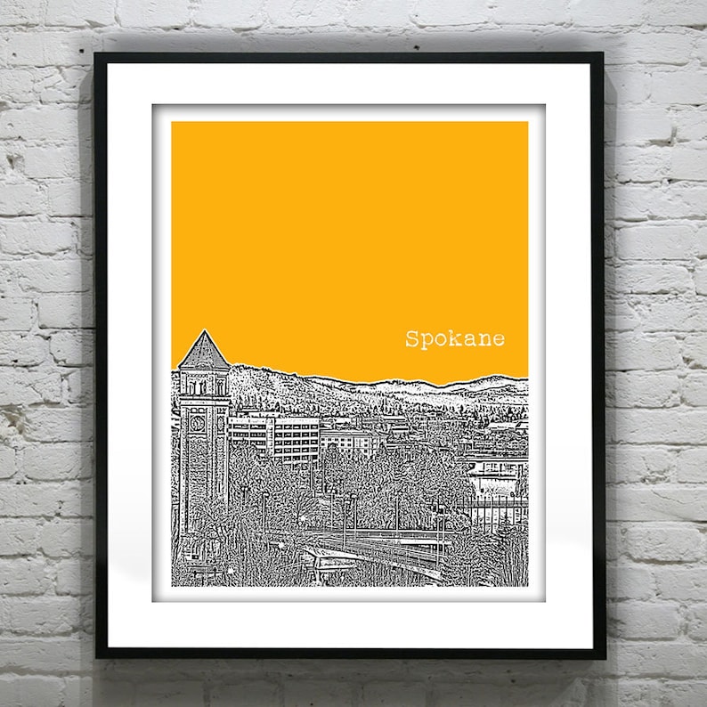 Spokane Washington Poster Skyline Art Print Item T2898 - Etsy