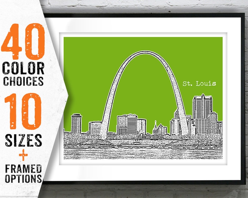 St. Louis Poster City Skyline Arch Art Print Missouri Item T1592 - Etsy