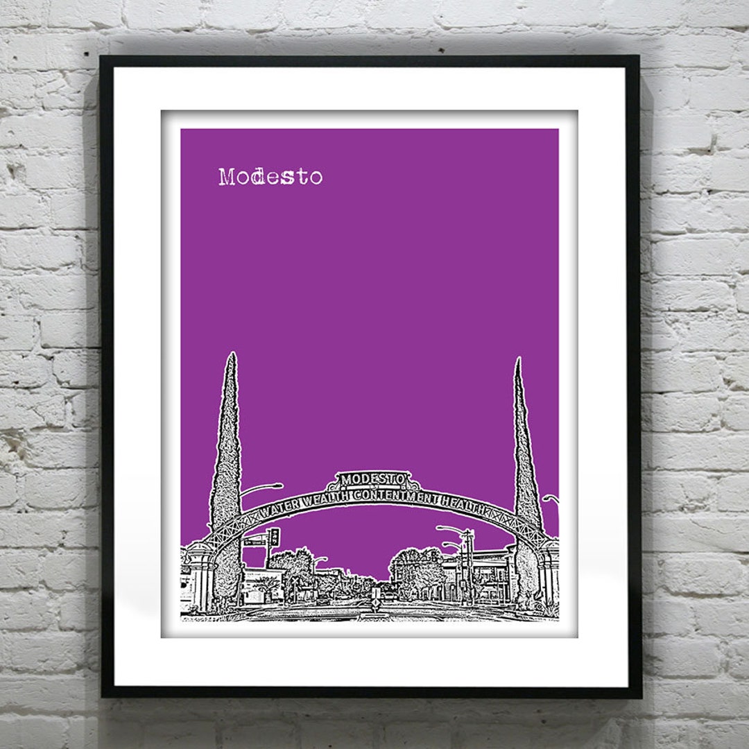 Modesto California Skyline Poster Art Print CA Item T4298 - Etsy