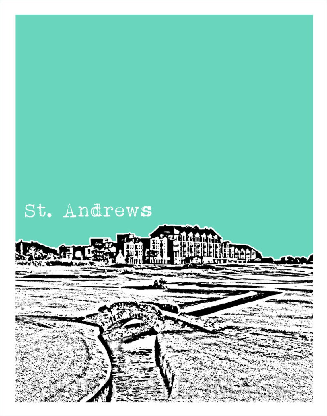 St. Andrews Scotland Skyline Poster Art Print Swilken Bridge - Etsy