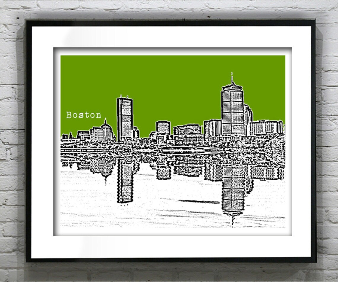Boston Skyline Poster Art Print Massachusetts MA Landscape - Etsy