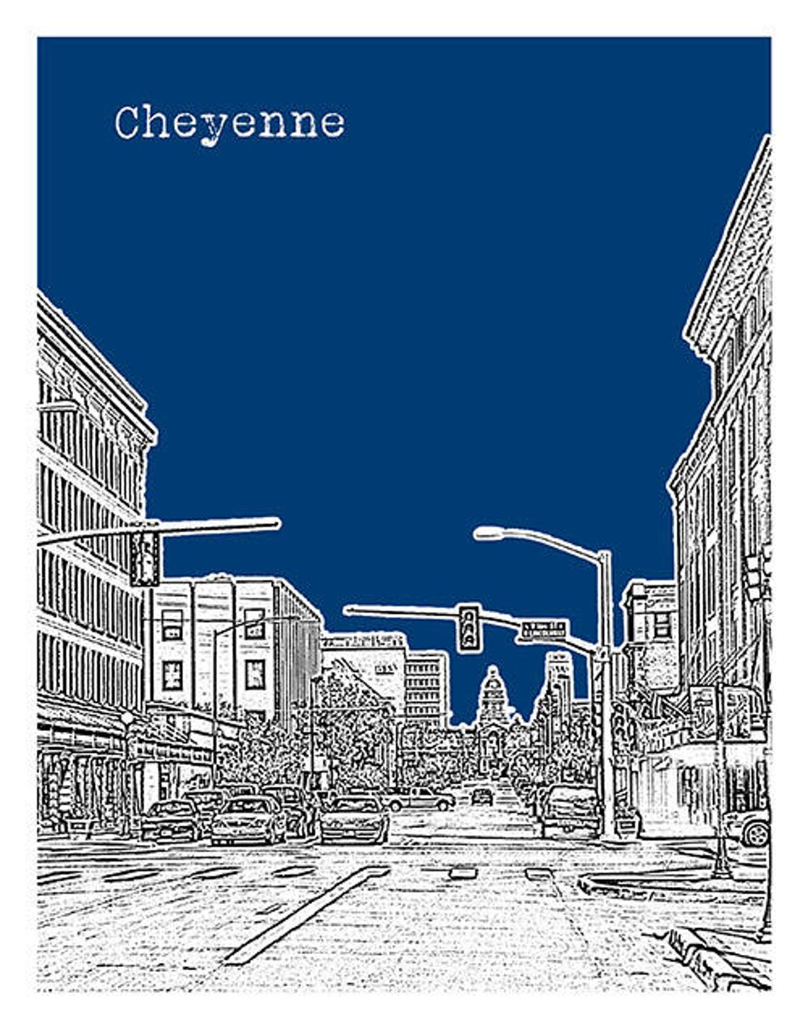 Cheyenne Wyoming Poster Skyline Art Print Item T4280 - Etsy