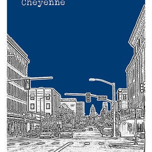 Cheyenne Wyoming Poster Skyline Art Print Item T4280 - Etsy