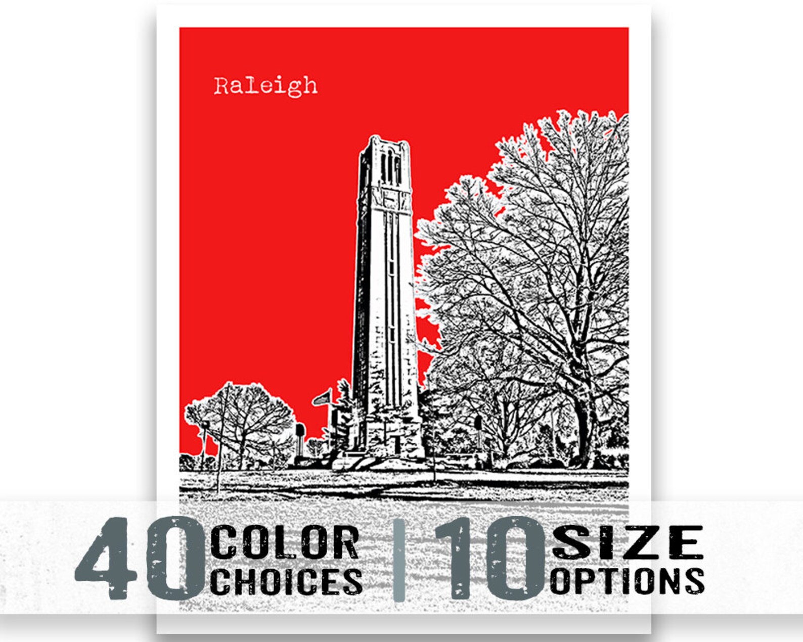Raleigh North Carolina State Poster Skyline Art Print Item - Etsy