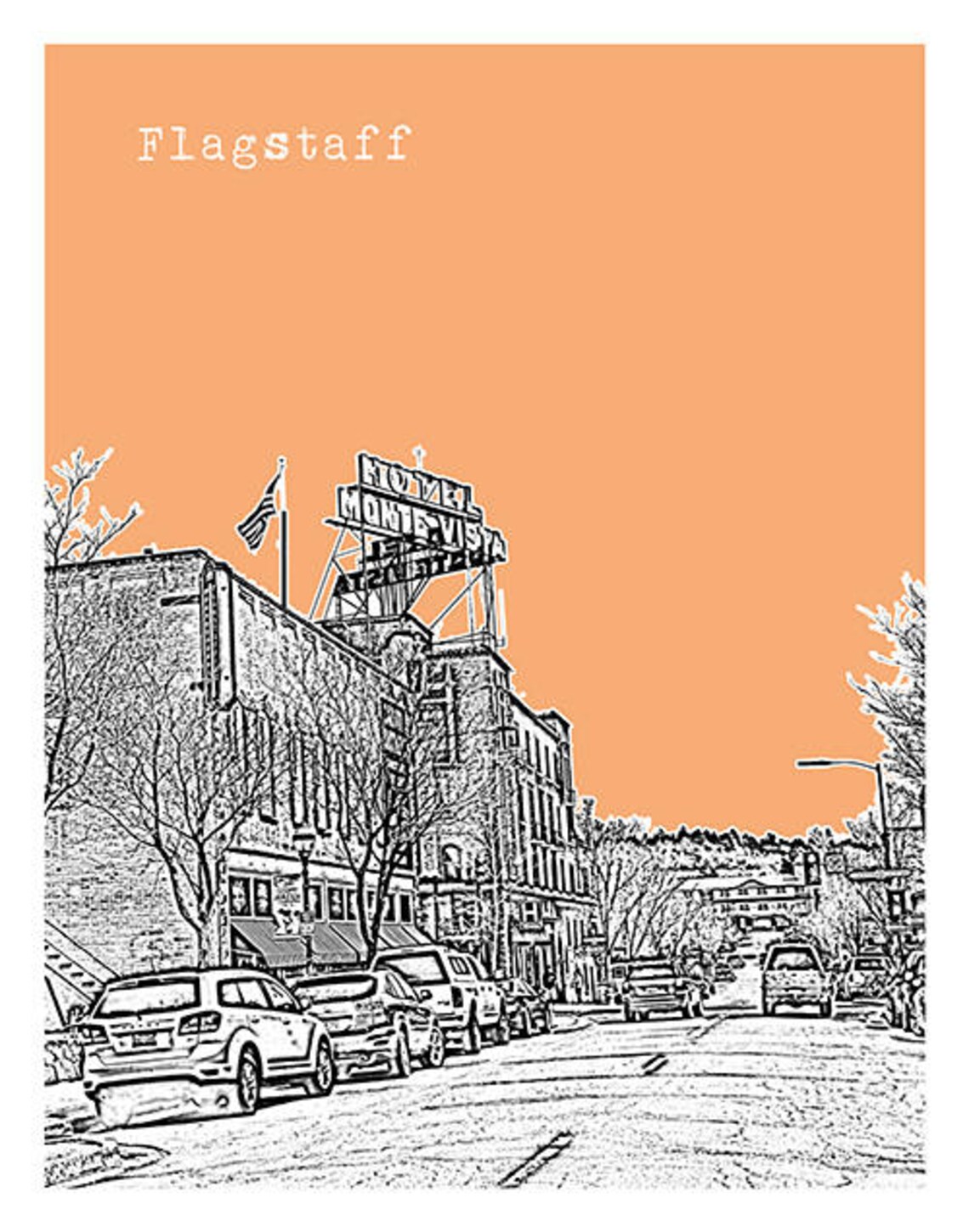 Flagstaff Arizona Poster Print Art Skyline Item T1087 - Etsy